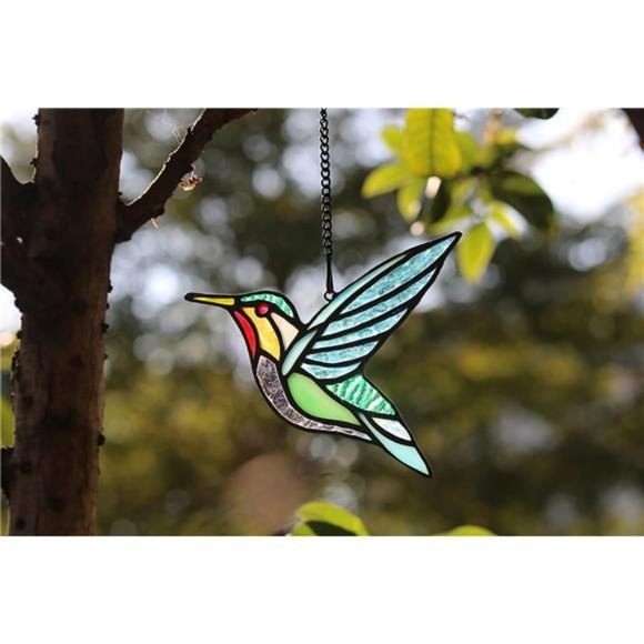 Accents | Stained Glass Birds Window Hangings Hummingbird Decorations ...